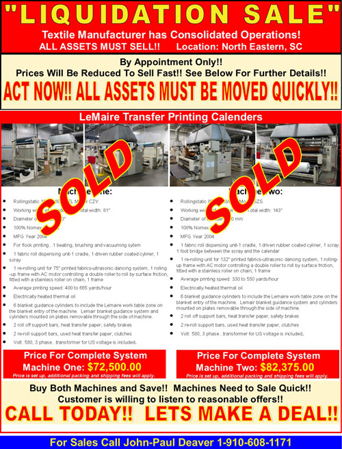 Current Liquidations and Inventory Sales Flyer